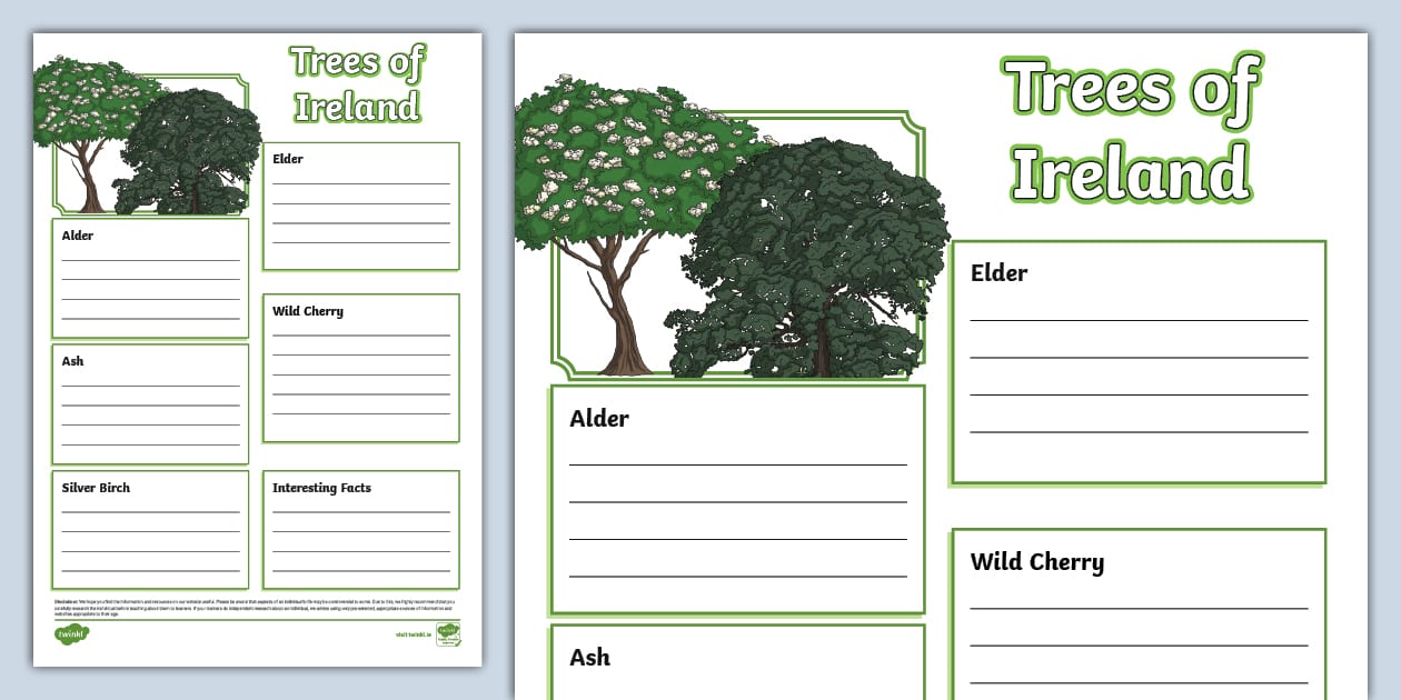 Trees of Ireland Fact File Template (Teacher-Made) - Twinkl