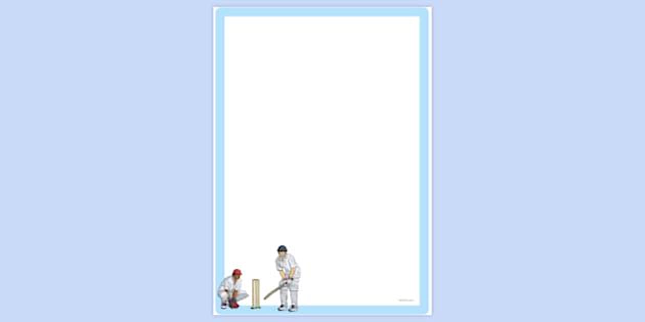 Simple Blank Cricket Batsman and Wicket-Keeper Border|Twinkl