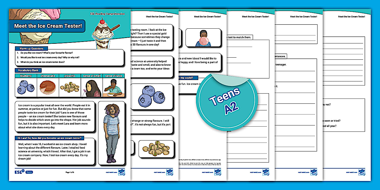 Ice Cream Tester Interview: ESL Reading [Teens, A2] - Twinkl