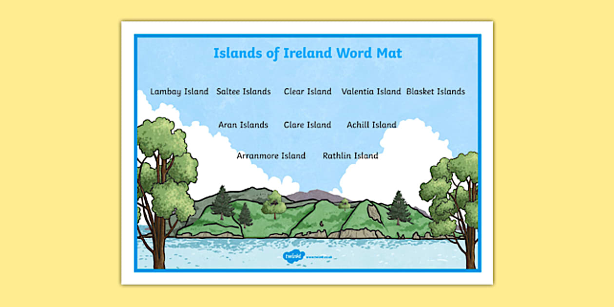Cursive Islands of Ireland Word Mat (teacher made) - Twinkl