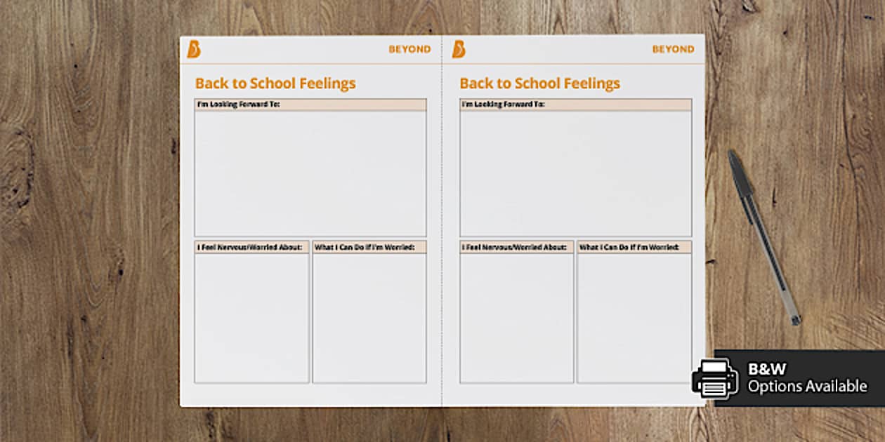 Back to School Feelings and Emotions Sheet | Beyond - Twinkl