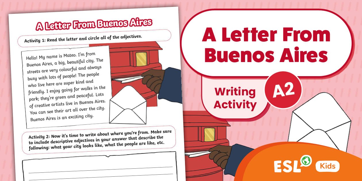 ESL A Letter From Buenos Aires Writing Activity for Kids