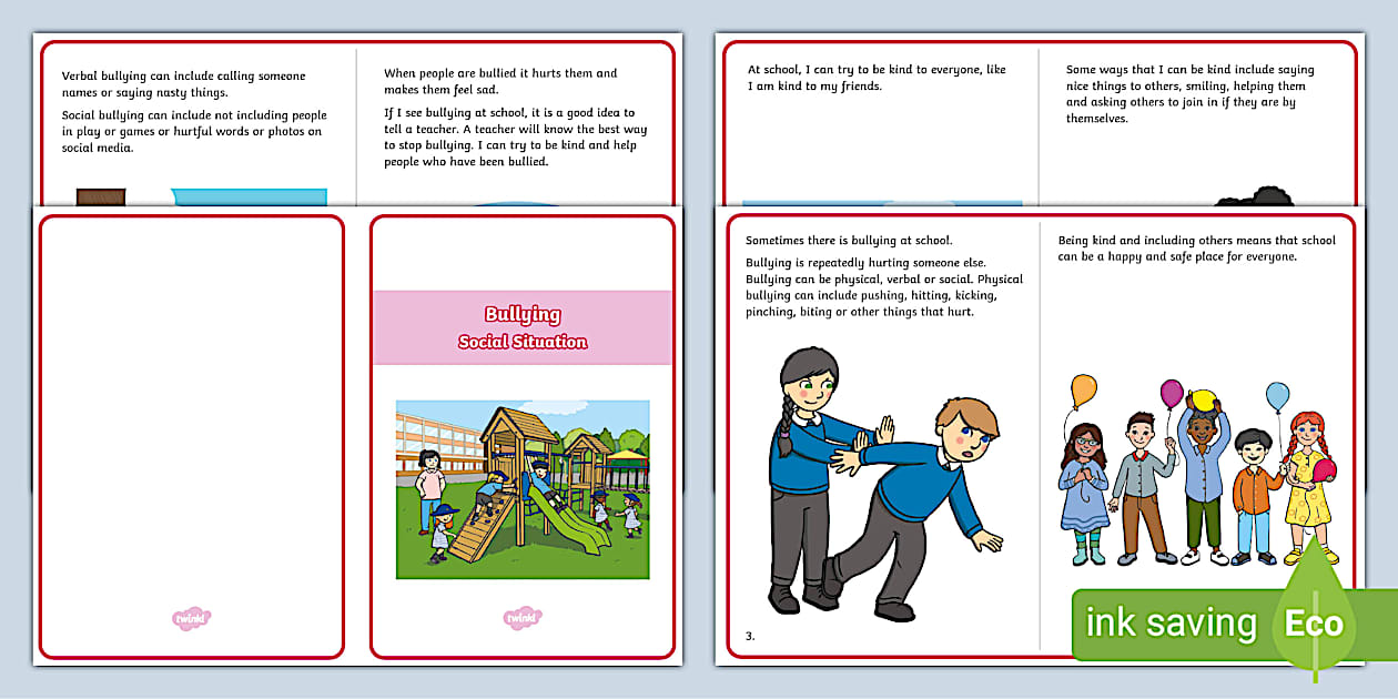 Social Situation- Bullying Editable Booklet (teacher made)