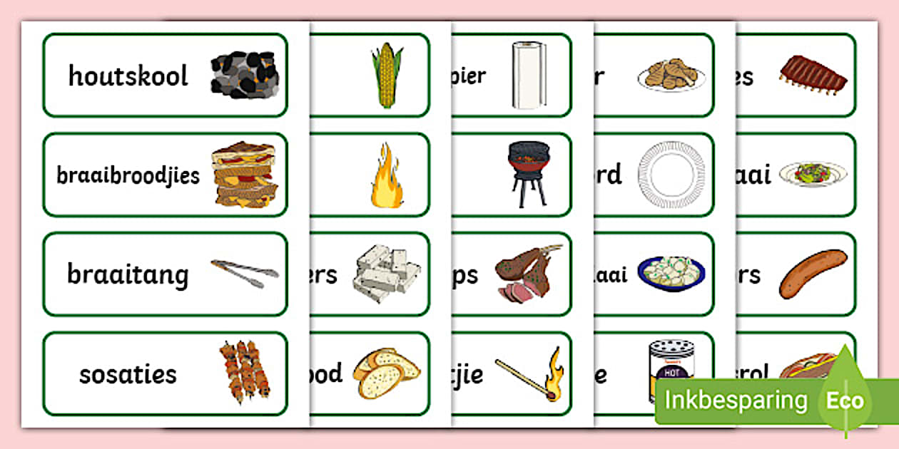 Erfenis- en Braaidag Woordkaarte - Twinkl