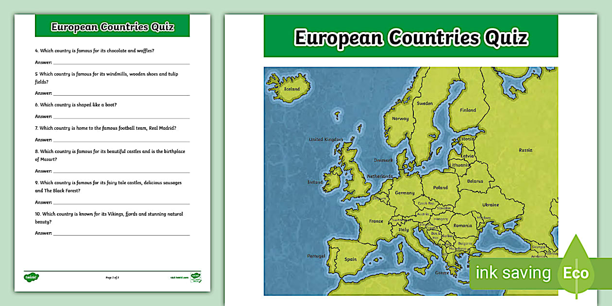 European Countries Quiz (teacher made) - Twinkl