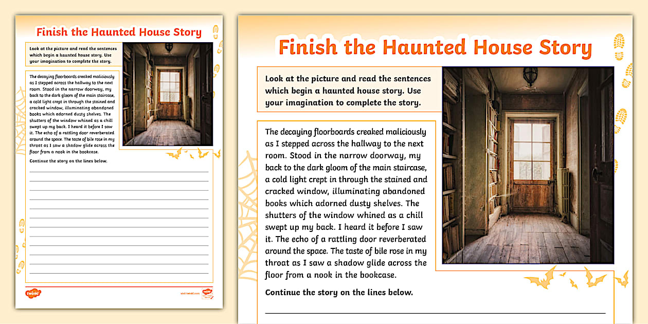 Finish the Haunted House Story Writing Template - Twinkl