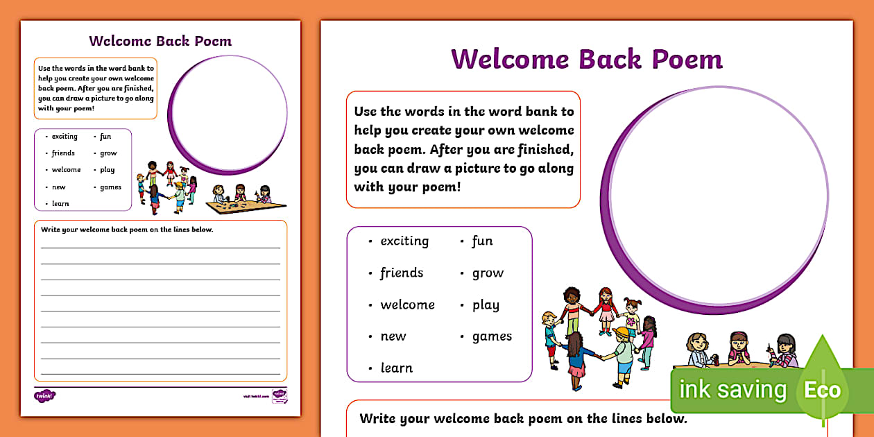 Welcome Back Poem Writing Template (teacher made) - Twinkl