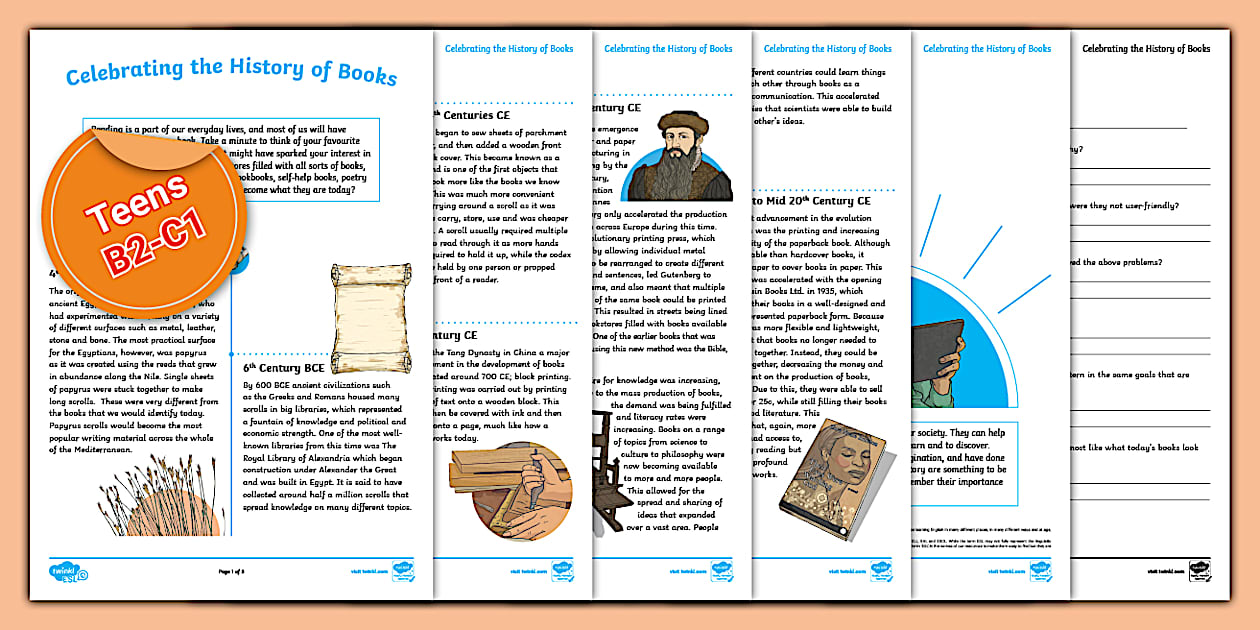 ESL Celebrating the History of Books Reading Comprehension [Teens, B2-C1]