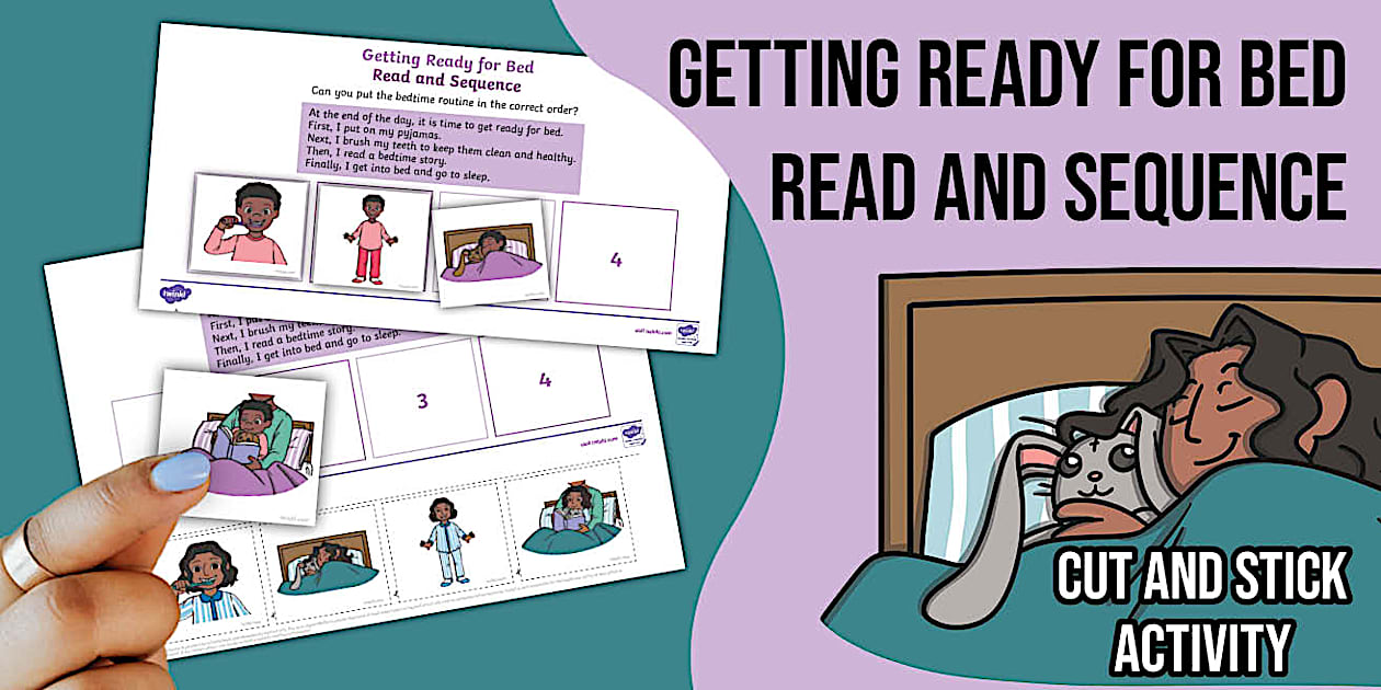 Getting Ready for Bed Read and Sequence Cut and Stick Worksheet