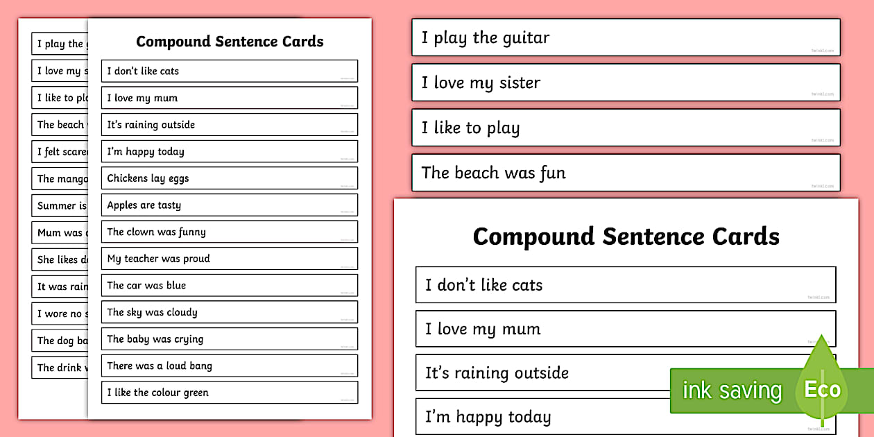 TAS Compound Sentence Starter Cards (l'enseignant a fait)