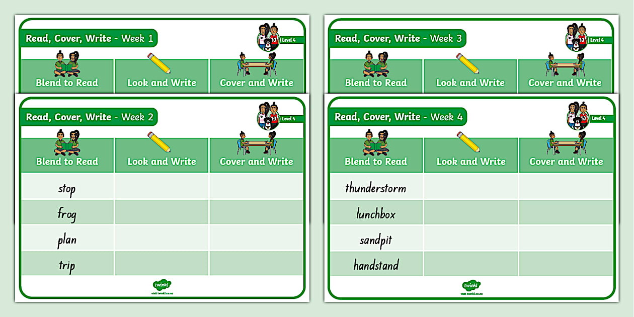 Twinkl Phonics Level 4 Read, Cover, Write Activity Sheets Pack