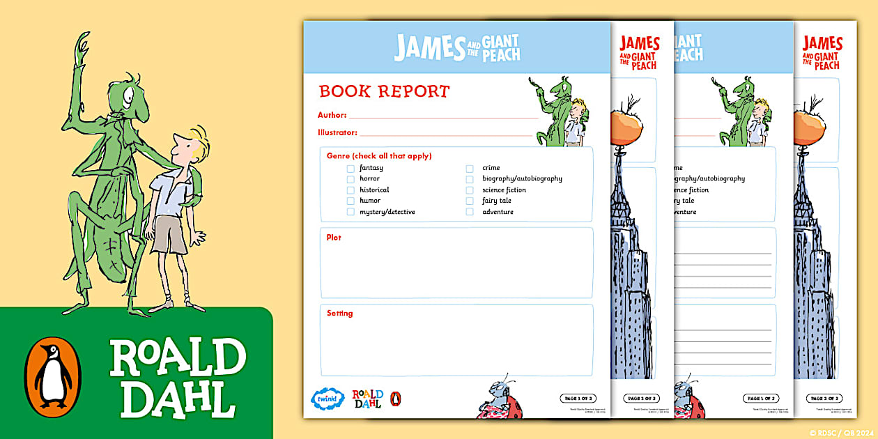James and the Giant Peach: Book Report Template - Twinkl