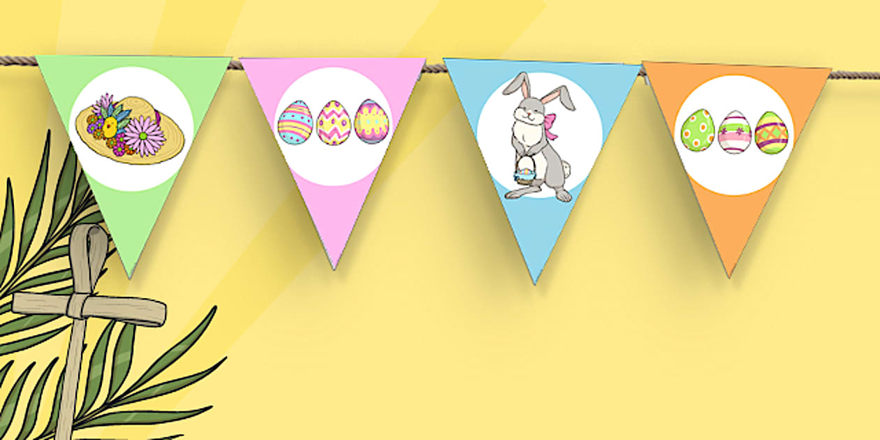 Free Printable Happy Easter Banner - Bunting (teacher made)