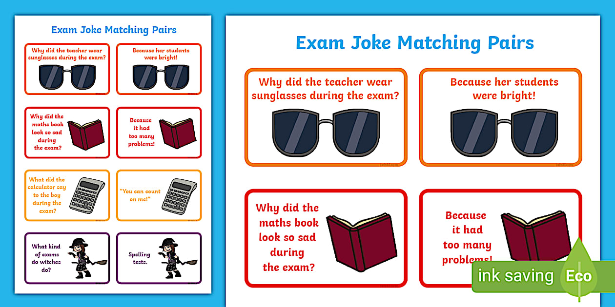Exam Joke Matching Pairs (teacher made) - Twinkl