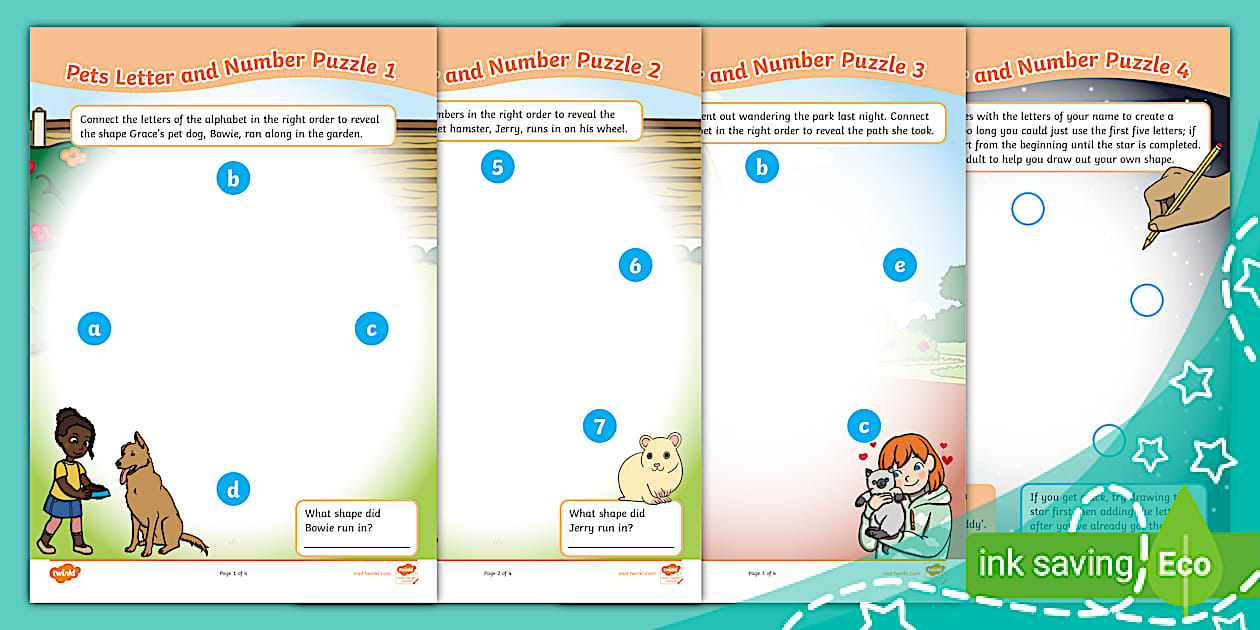 Pets Letter and Number Puzzles (teacher made) - Twinkl