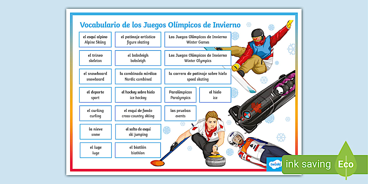 Winter Olympics Word Mat Spanish (teacher made) - Twinkl