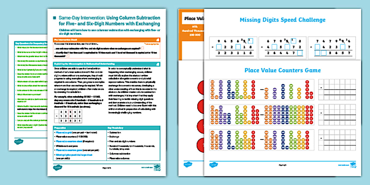 👉 Y5 Same-Day Intervention: Column subtraction with exchange.