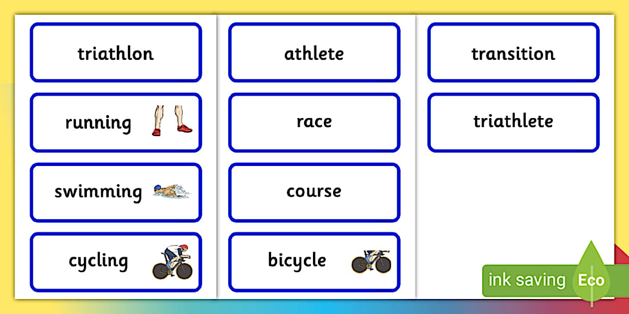 Editable Triathlon Word Cards (teacher made) - Twinkl