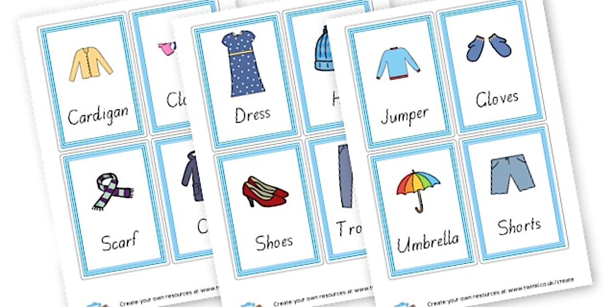 Clothes Word Cards | Clothes Picture Cards | Vocabulary