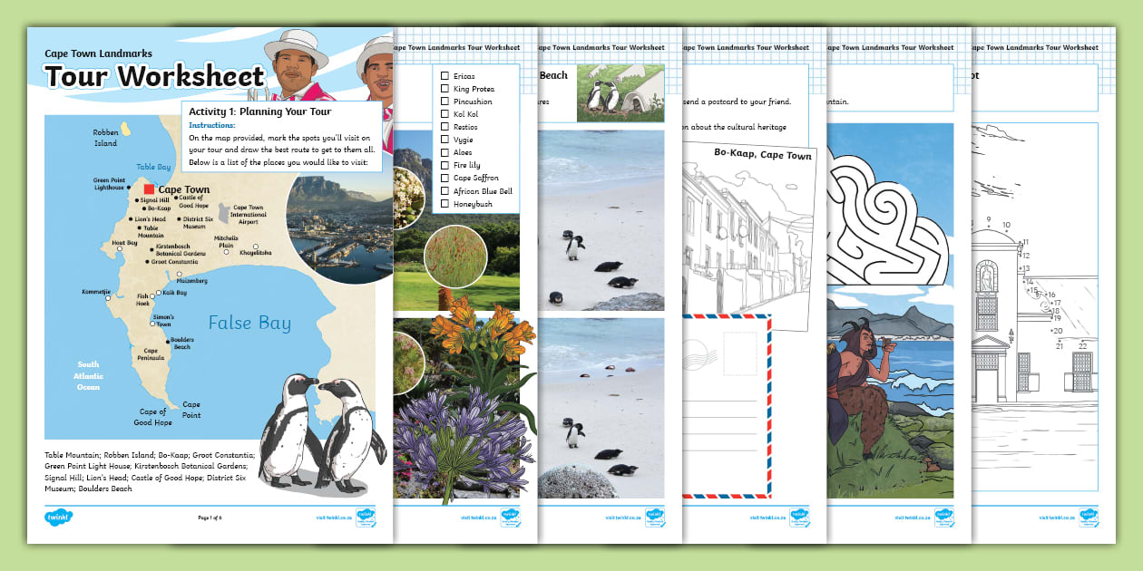 Cape Town Landmarks Tour Worksheet (teacher made) - Twinkl