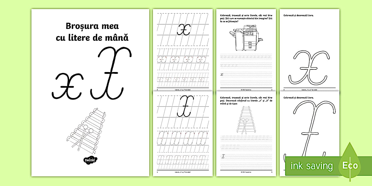 Scrierea literelor „x” și „X” de mână Broșură cu activități