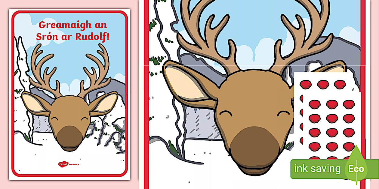 Pin The Nose on Rudolph the Reindeer | Fun Christmas Reindeer Game Gaeilge