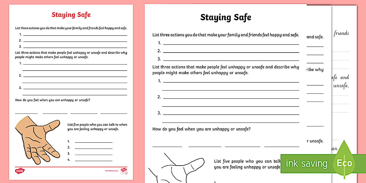 Staying Safe Worksheet - Twinkl