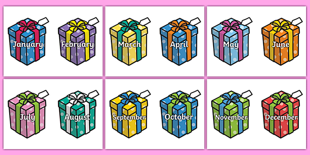👉 Months of the Year on Birthday Presents (teacher made)