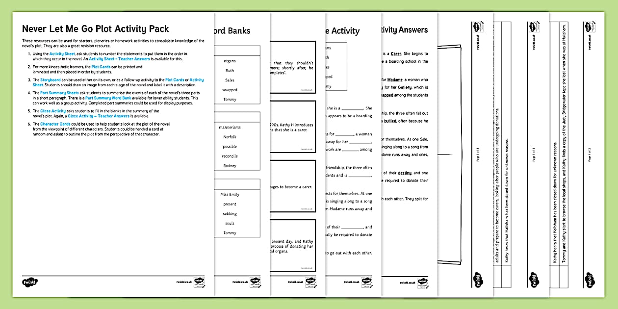 GCSE Never Let Me Go Plot Activity Pack - Twinkl