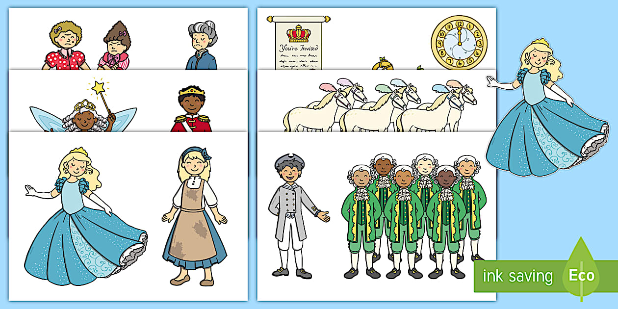 Black and White Cinderella Story Cut Outs (professor feito)