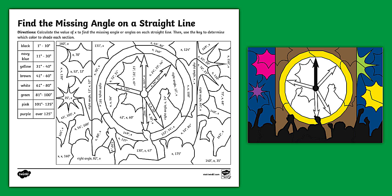 8th Gr Find the Missing Angle on a Straight Line Activity