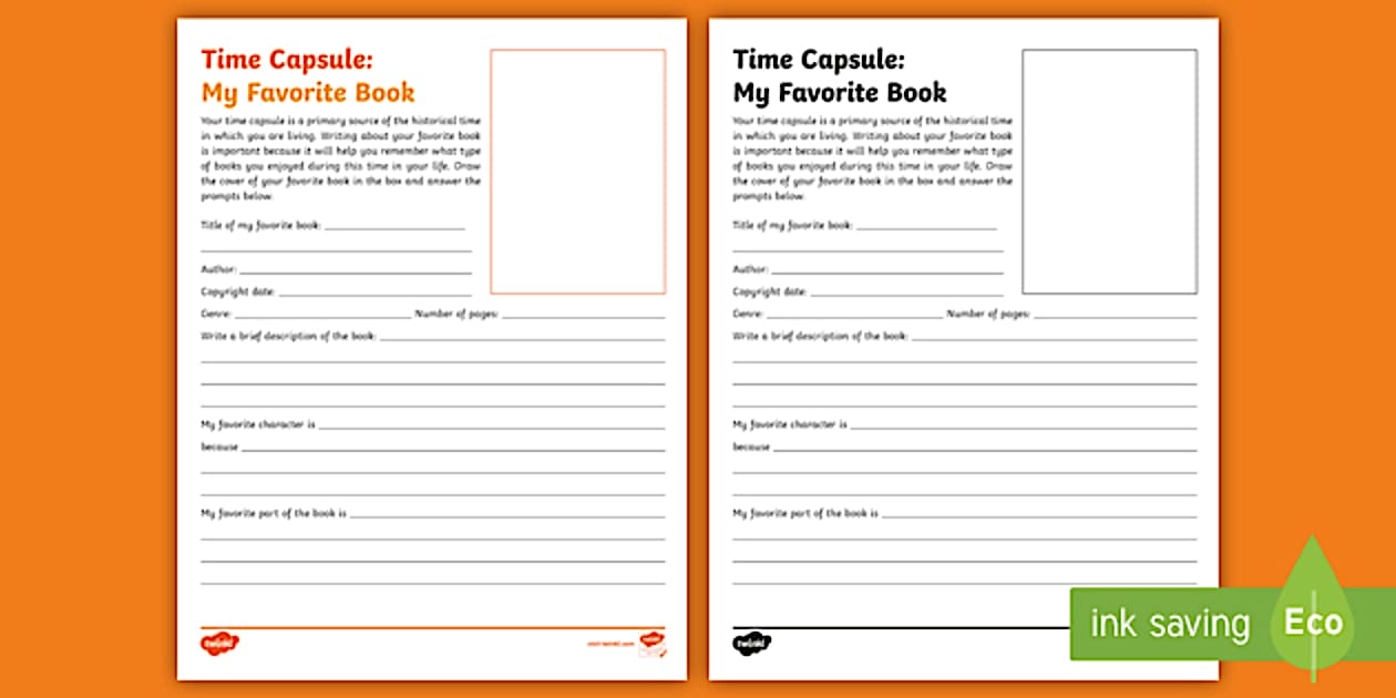 Time Capsule: My Favorite Book for 3rd-5th Grade - Twinkl