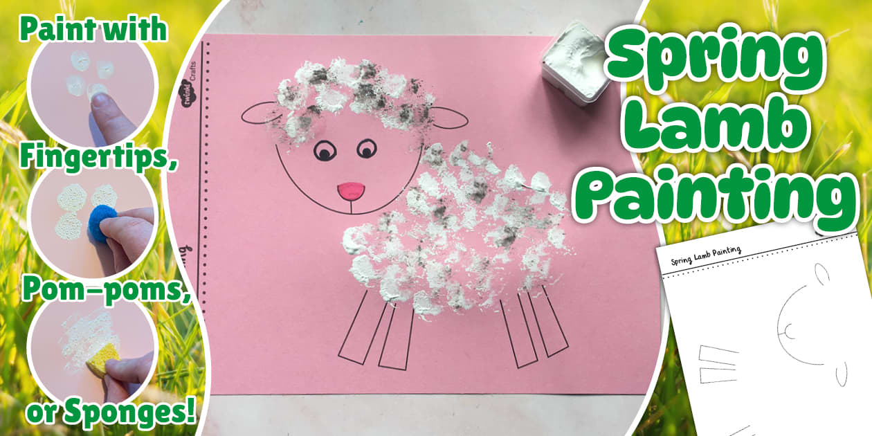 Spring Lamb Finger Painting Templates | Spring Crafts