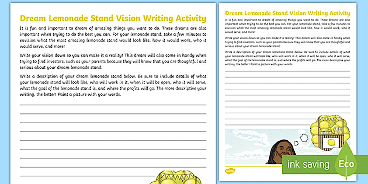 Lemonade Writing Worksheet | Descriptive Writing - Twinkl