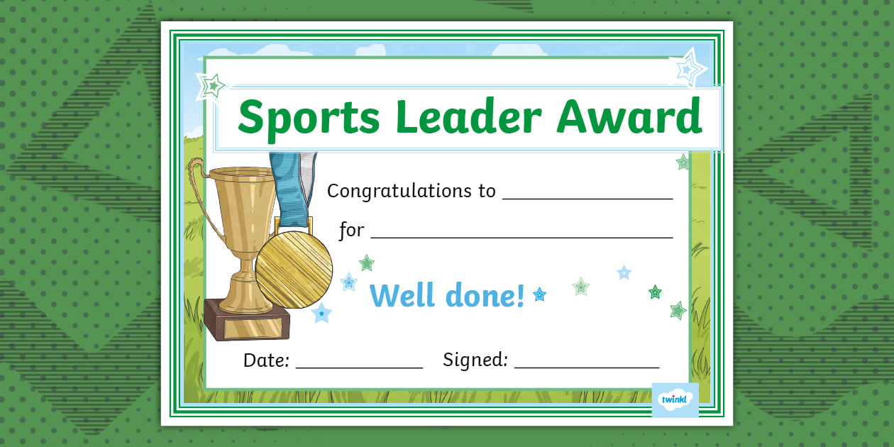 Sports Leader Award Certificate - Twinkl Certificates