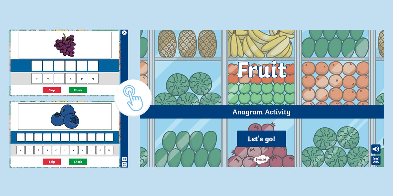 KS1 Fruit Interactive Anagram Game - Food (teacher made)
