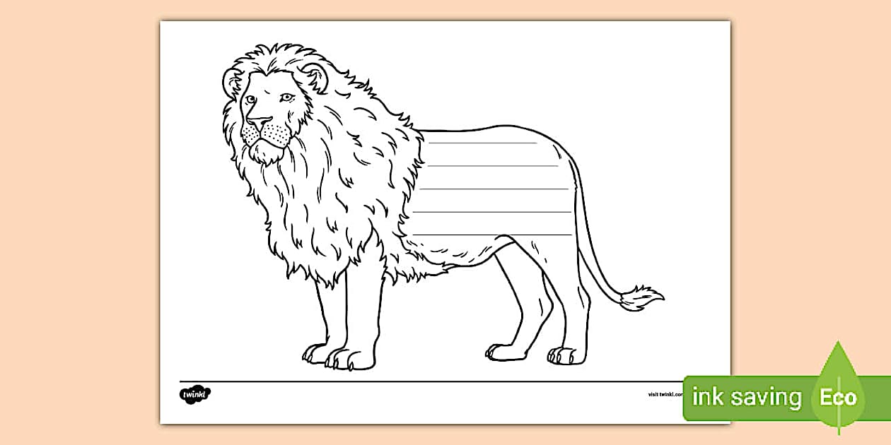 Lion Writing Frame - KS1 - Animals (Teacher-Made) - Twinkl