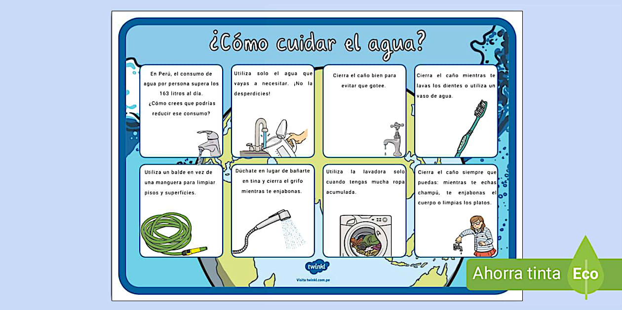 Afiche sobre el Cuidado del Agua - Recurso Imprimible