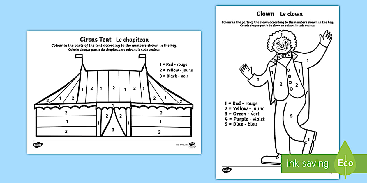 Circus Colour by Number English/French - Circus Colour by Number