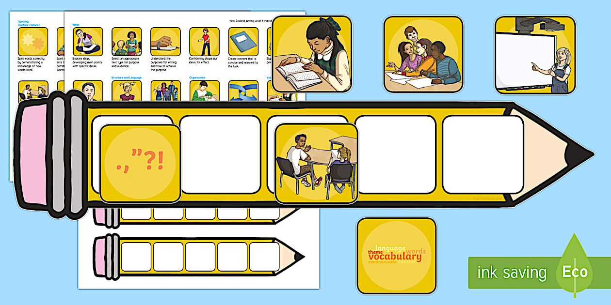 Writing Level 4 Individual Targets on Pencils (teacher made)