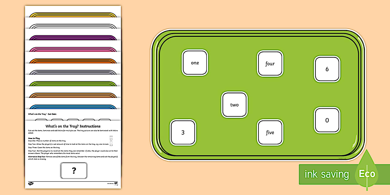 What's on the Tray? Numbers up to 20 Memory Activity Pack