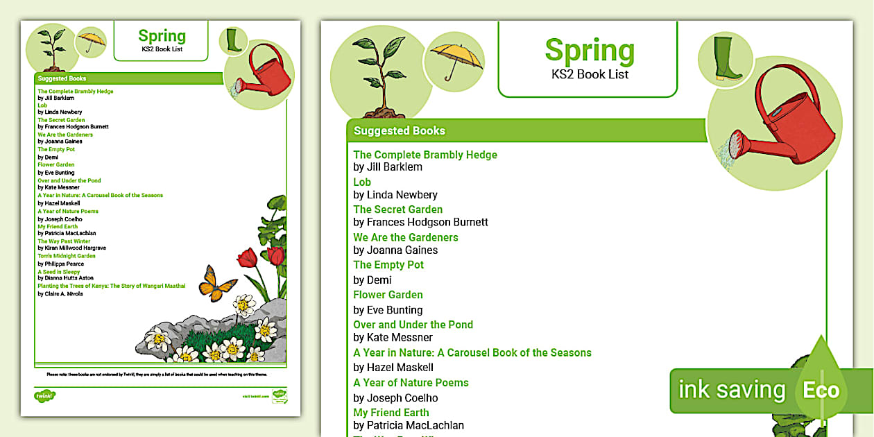 KS2 Spring-Themed Book List (teacher made) - Twinkl
