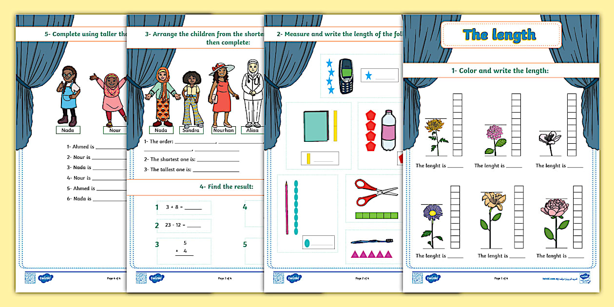 Lesson one: lengths worksheet year 1 term 2 Maths - Twinkl