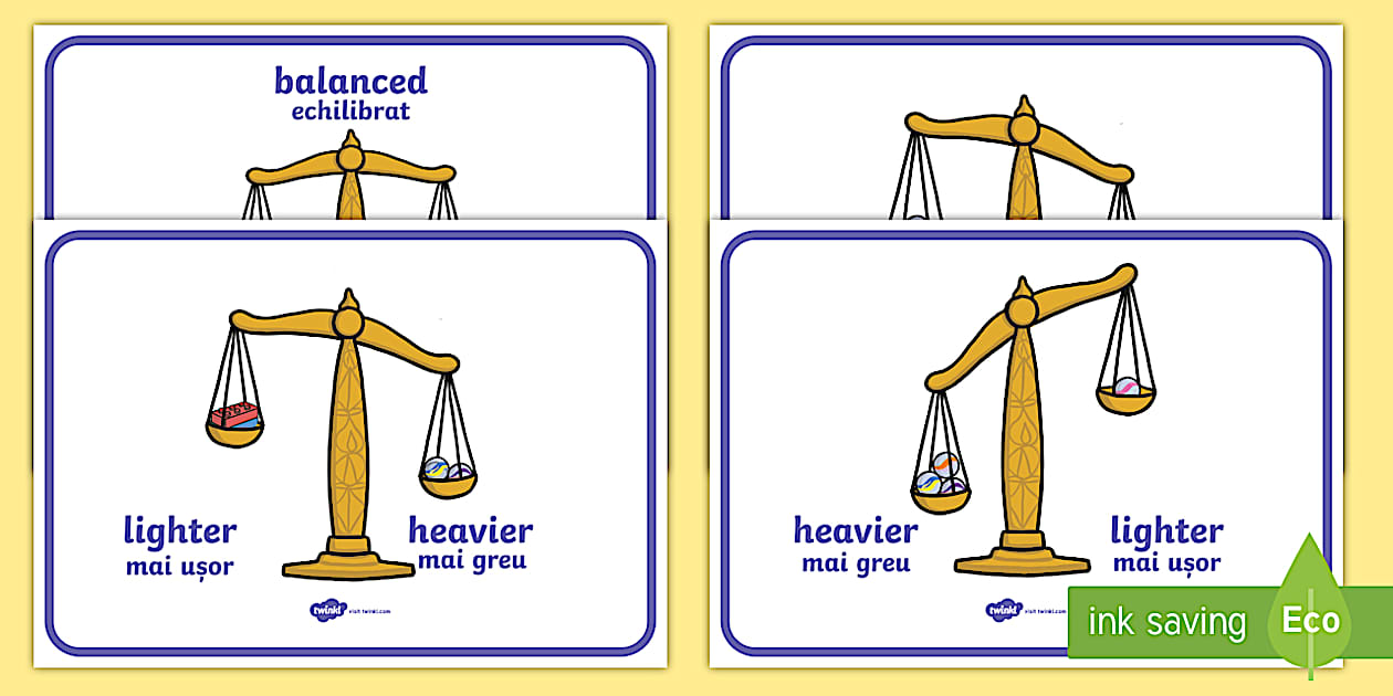 Weight Comparison Display Posters English/Romanian - Weight Comparison ...