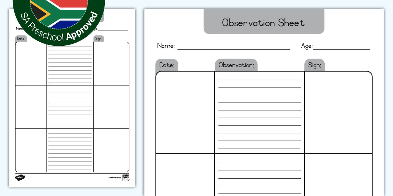Preschool: Observation Sheet (teacher made) - Twinkl