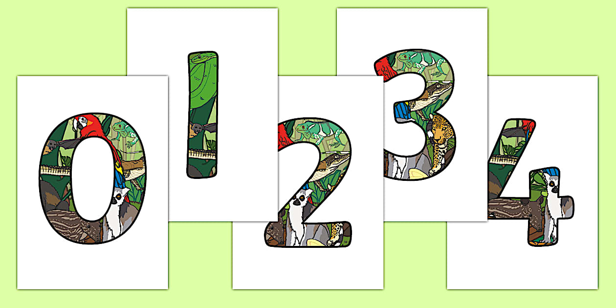 Jungle Themed A4 Display Numbers (teacher made) - Twinkl