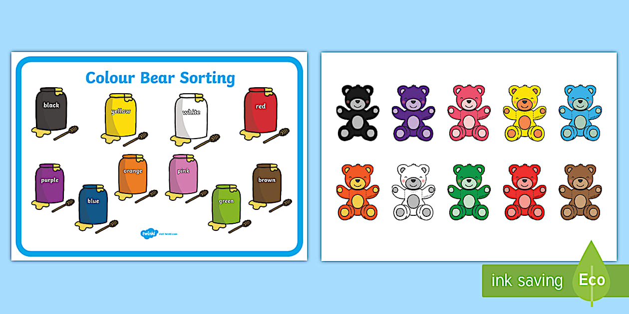Colour Bear Sorting Cards (teacher made) - Twinkl