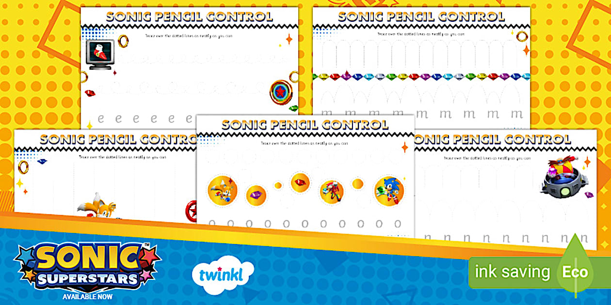 FREE! - Sonic: Pencil Control Sheets (teacher made) - Twinkl
