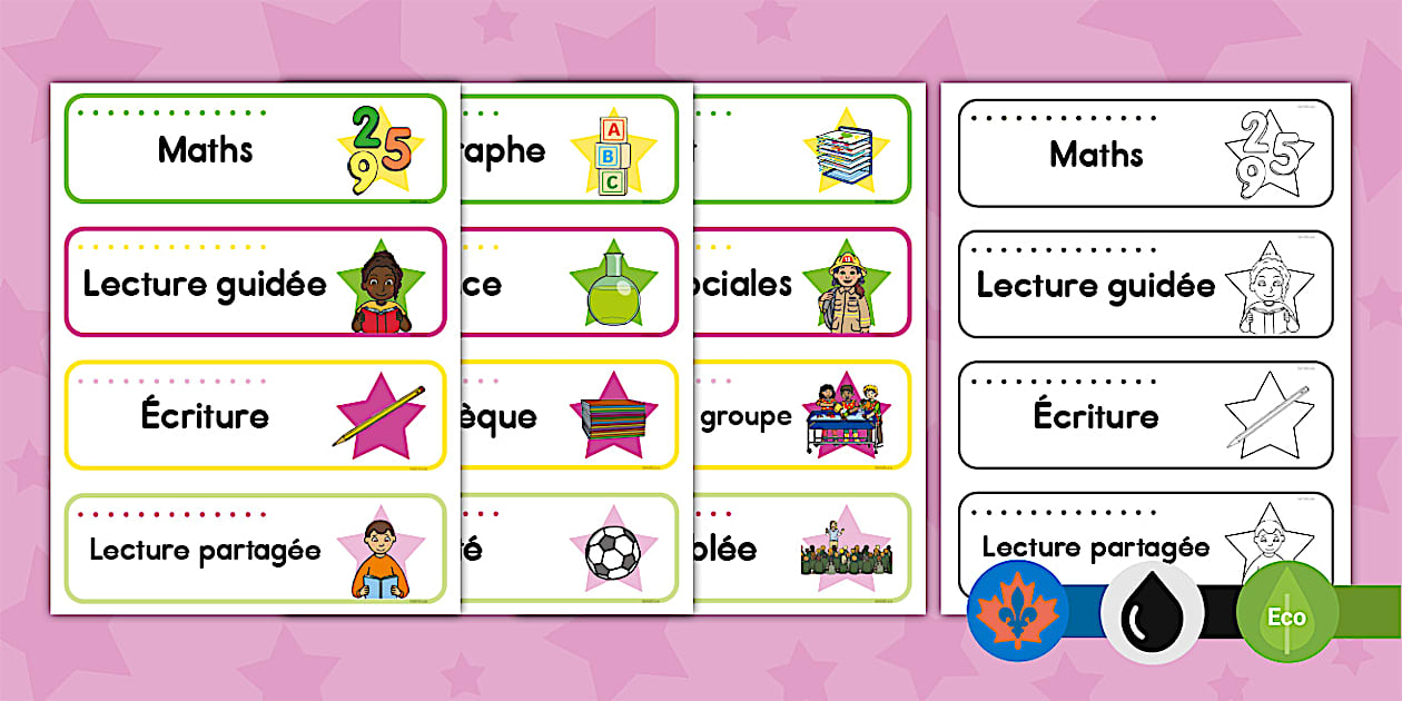 Daily Schedule Cards French