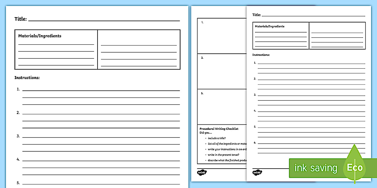 Editable 5th/6th Class Procedural Writing Template - Twinkl
